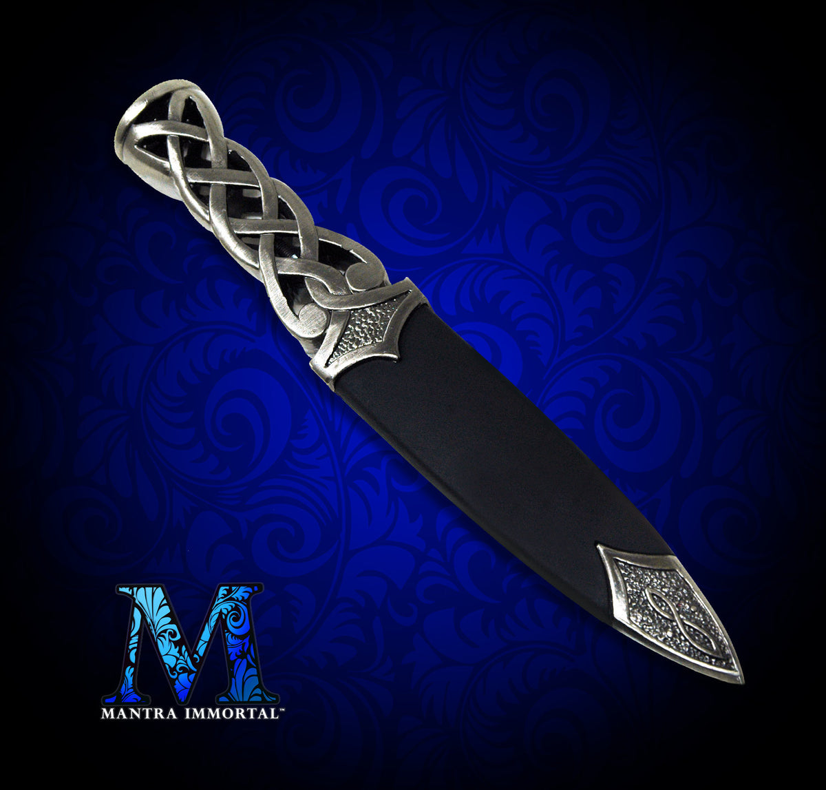 Custom-Engraved, Scottish Dirk - Celtic Style w/ Blue Faux Sapphire ...